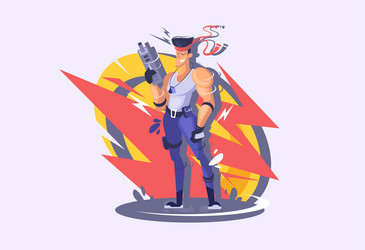 Action hero combat soldier in a heroic pose Vector Image