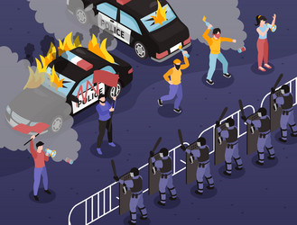 Isometric protest infographic Royalty Free Vector Image