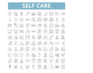 Self-care icons line symbols web signs Royalty Free Vector