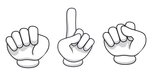 Beautiful mascot comic hands set with pose Vector Image