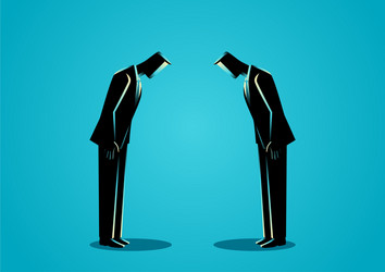 Two people bowing and greeting each other before Vector Image