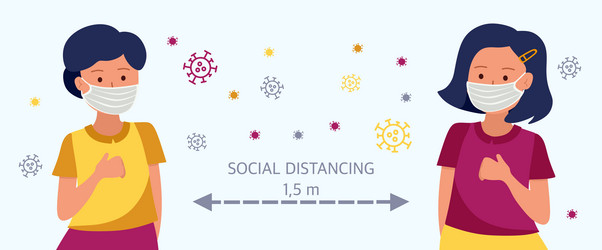 Social distance keep a in society Royalty Free Vector Image