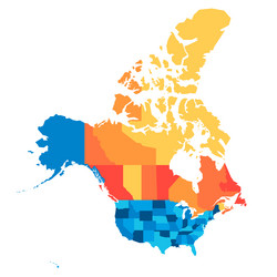 United states and canada political map Royalty Free Vector