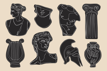 One line ancient david sculpture hand drawn Vector Image