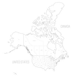 United states and canada political map Royalty Free Vector