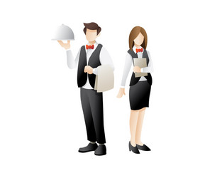 Restaurant waiter character cartoon set Royalty Free Vector