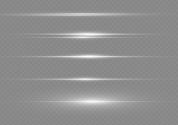 White glowing rays sparkle horizontal light line Vector Image