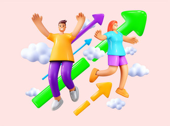 3d people render icon person happy woman and man Vector Image