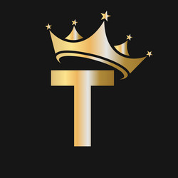 Letter t crown logo Royalty Free Vector Image - VectorStock