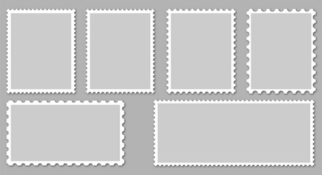 Postage stamp frame icon empty border template Vector Image