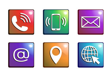 Contact icons in flat style Royalty Free Vector Image