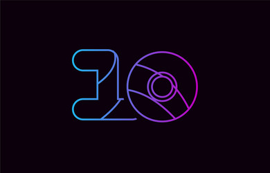 Pink line 10 number logo icon design creative Vector Image