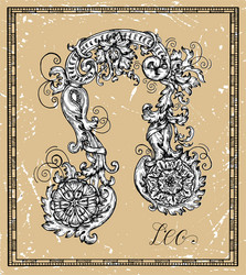 Fantasy zodiac sign lion or leo in gothic Vector Image