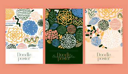 Abstract beige naive doodle poster Royalty Free Vector Image