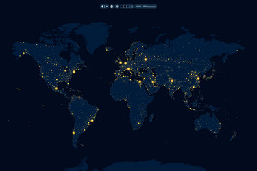 Earth night map with lights Royalty Free Vector Image