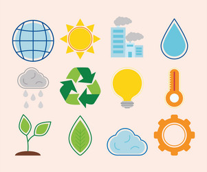 Climate change icon set Royalty Free Vector Image