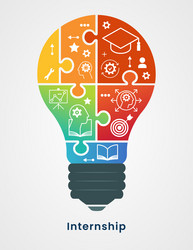 Internship concept light bulb with icons Vector Image