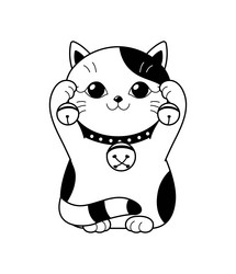 Maneki neko outline set Royalty Free Vector Image