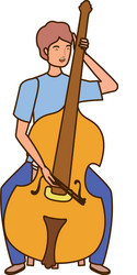 Young man with fiddle on white background Vector Image