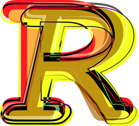 Grunge colorful font letter r Royalty Free Vector Image