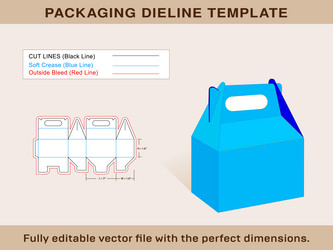 French fry box dieline template Royalty Free Vector Image
