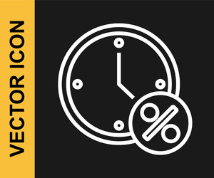 White line clock and percent discount icon Vector Image