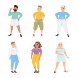 Plus size people characters in different apparel Vector Image