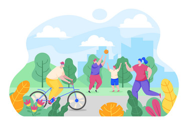 Flat people doing outdoor activities Royalty Free Vector