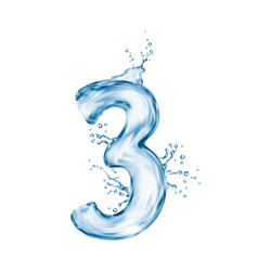Liquid water number six transparent type font Vector Image