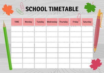 School timetable planner template Royalty Free Vector Image