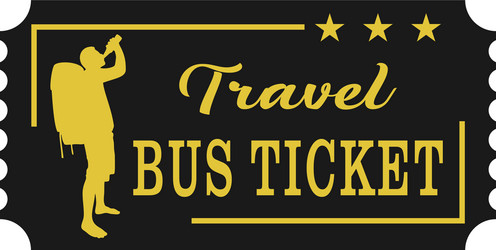 Travel bus ticket logo design with traveller Vector Image