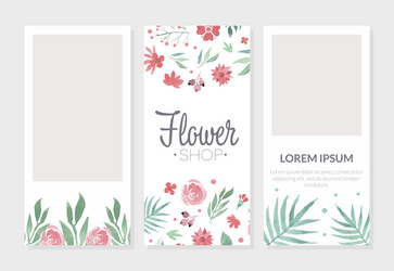 Floral flyer leaflet for flower shop design Vector Image