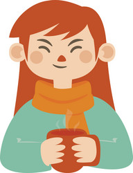 Relaxing girl holding a mug Royalty Free Vector Image