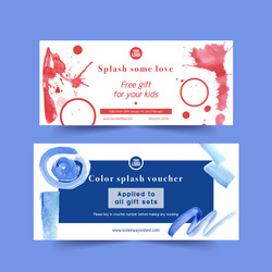 Splash color voucher design with blue pink Vector Image