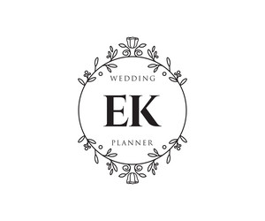 Ek initials letter wedding monogram logos Vector Image