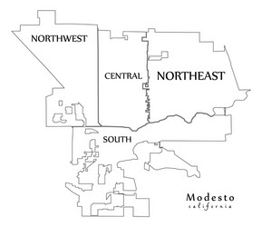 Modern city map - modesto california Royalty Free Vector