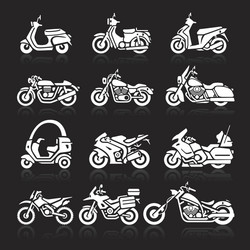 Motorcycle icons set Royalty Free Vector Image