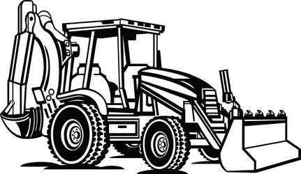 Backhoe Clipart Black And White