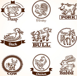 Farm animals set Royalty Free Vector Image - VectorStock