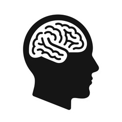 Brain simple side view black icon intellect Vector Image