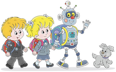 Schoolchildren going to school Royalty Free Vector Image