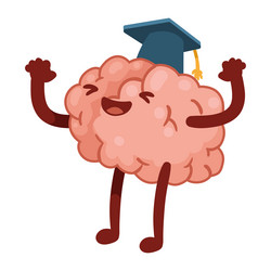 Brain jumping comic character Royalty Free Vector Image