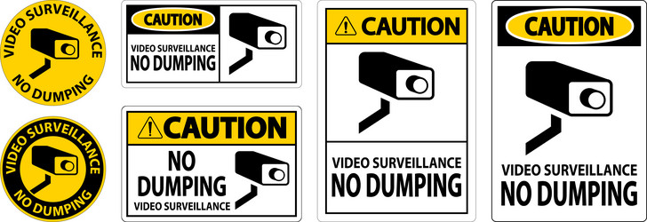 Caution sign video surveillance no dumping Vector Image