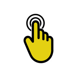 Click here hand sign icon press button Royalty Free Vector