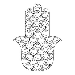 Hamsa hand drawn symbol black and white Royalty Free Vector