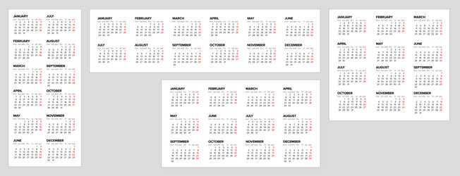 Light full year calendar templates Royalty Free Vector Image