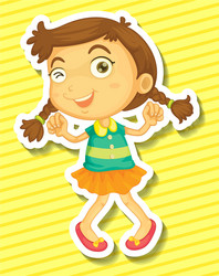 Sticker of a girl counting Royalty Free Vector Image