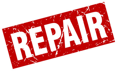 Square grunge red repair stamp Royalty Free Vector Image