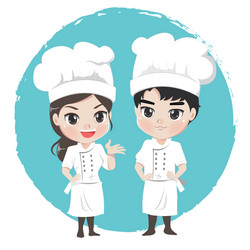 Chef girl is cooking Royalty Free Vector Image