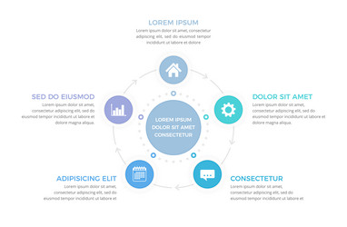 Circle diagram - five elements Royalty Free Vector Image